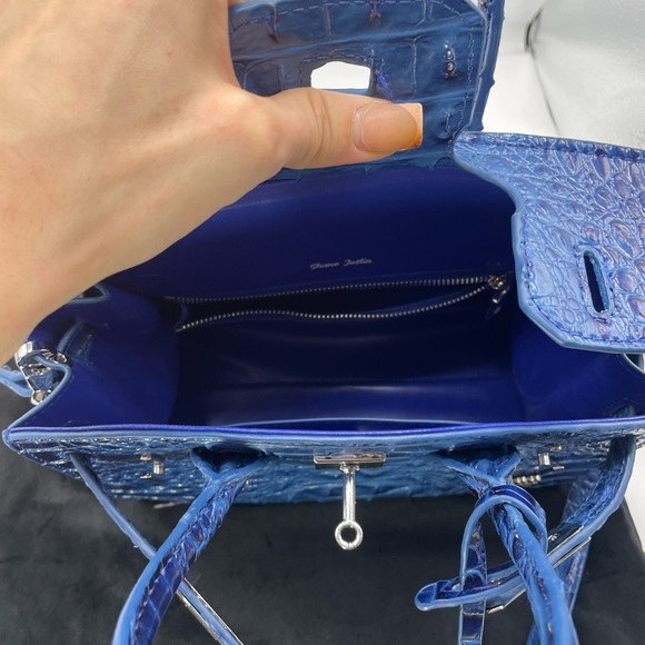 Shane Justin | Bags | Shane Justin Blue Snakeskin Bag | Poshmark